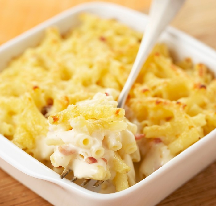 Recette gratin de pâtes aux lardons et à la mozzarella